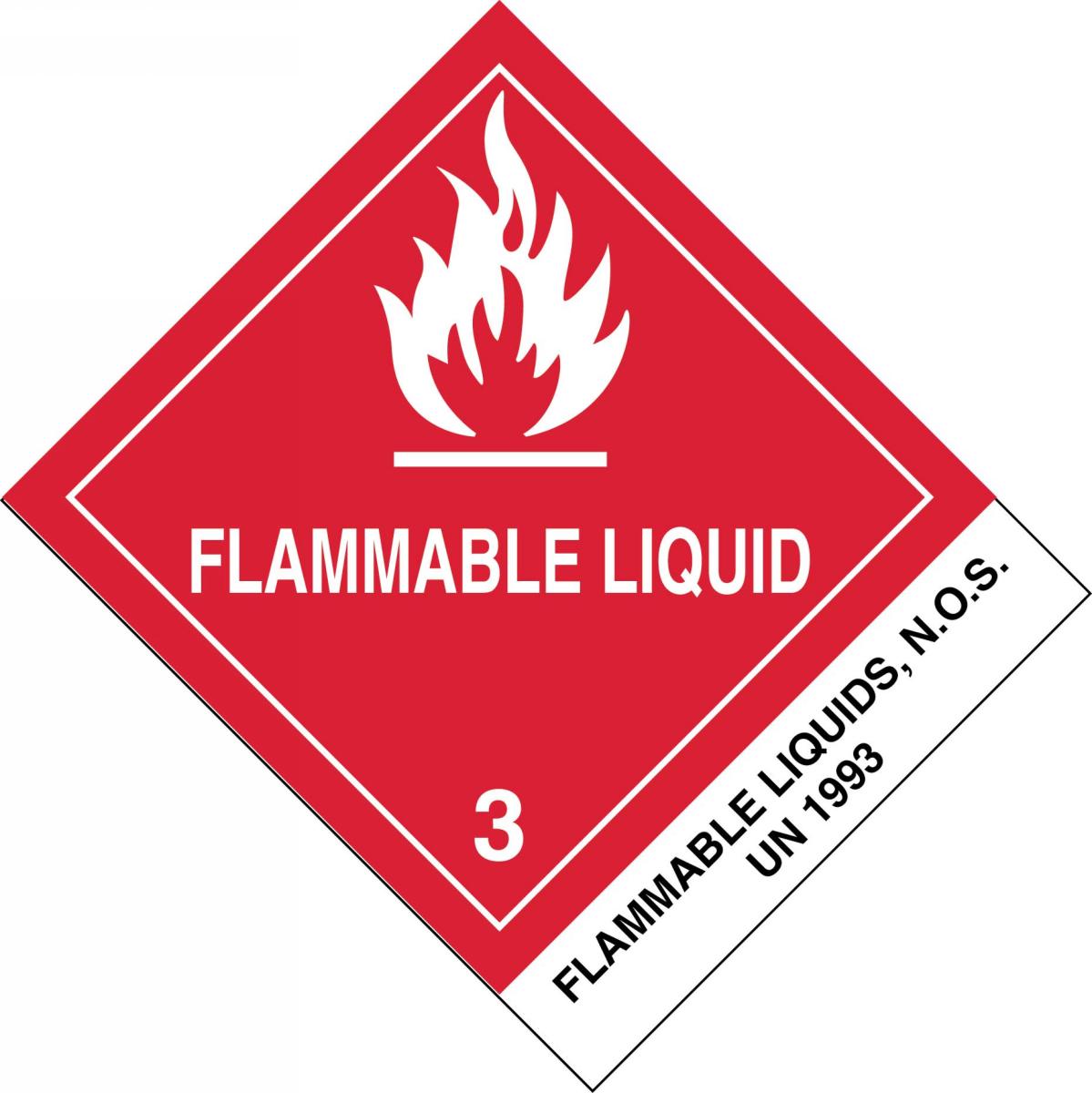DOT Shipping Labels: Hazard Class 3: Flammable Liquid w/ ID Tab (MSS300)