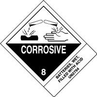 DOT Shipping Labels: Hazard Class 8: Corrosive w/ ID Tab (MSS800)