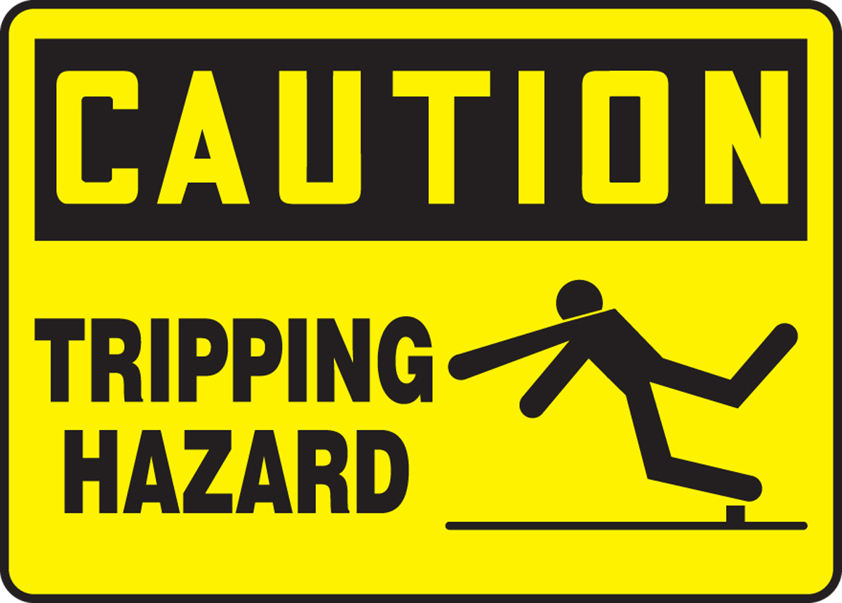 Tripping Hazard OSHA Caution Safety Sign MSTF616