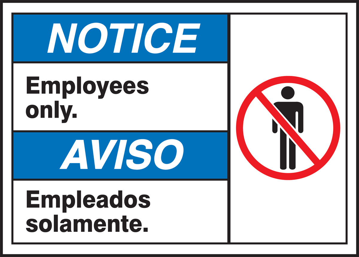 BILINGUAL ANSI SIGN - EMPLOYEES ONLY (MTAS800VS)