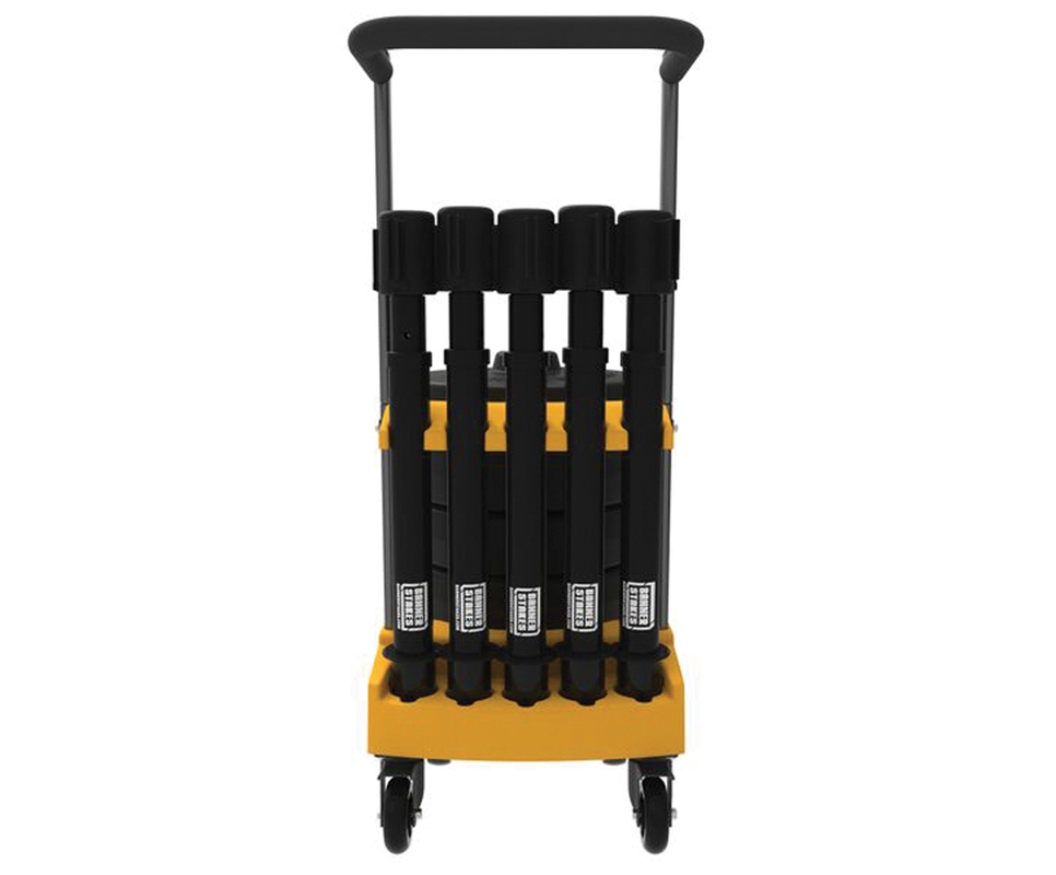 Orange Belt Mobile Banner Stake Stanchion Cart PRB911