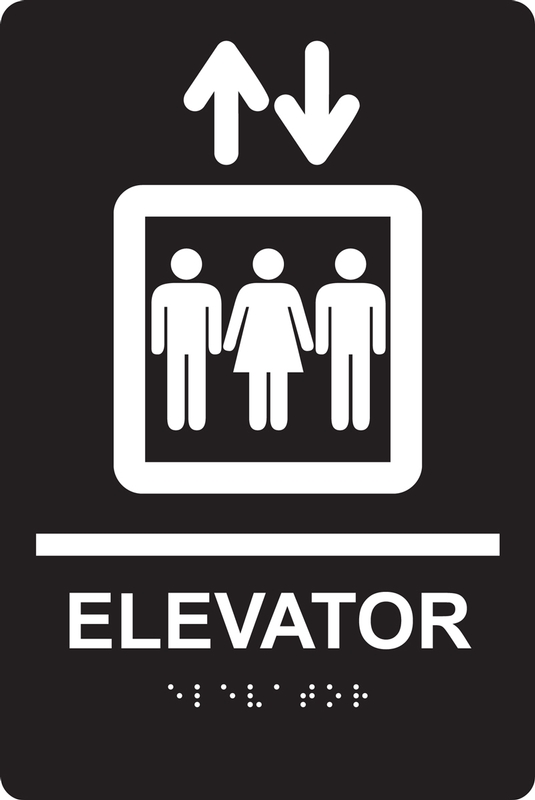 ADA Braille Tactile Sign: Elevator (PAD128BK)
