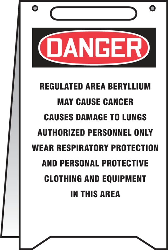 OSHA Danger Fold-Ups®: Regulated Area Beryllium - May Cause Cancer ...