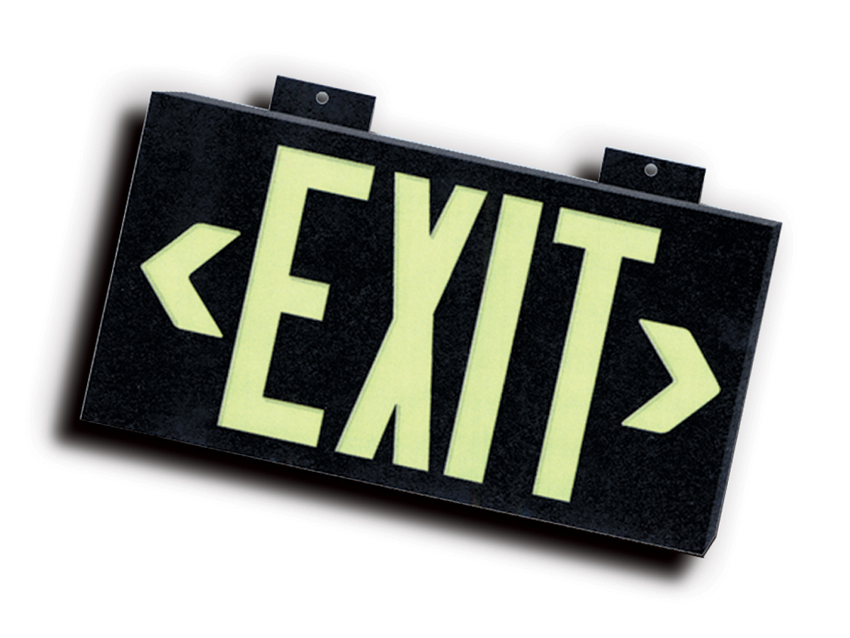 Ultra-Glow™ Safety Sign: Steel Case Exit Sign (PLW110GN)