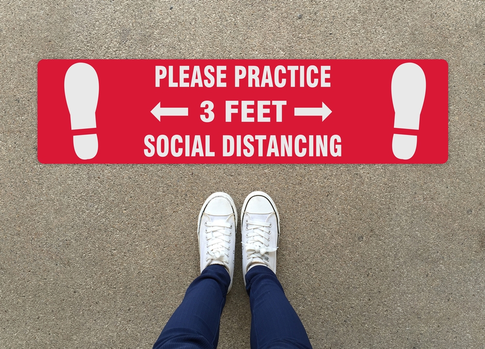 Slip-Gard™ Floor Sign: Please Practice Social Distancing 3FT (PSR239)