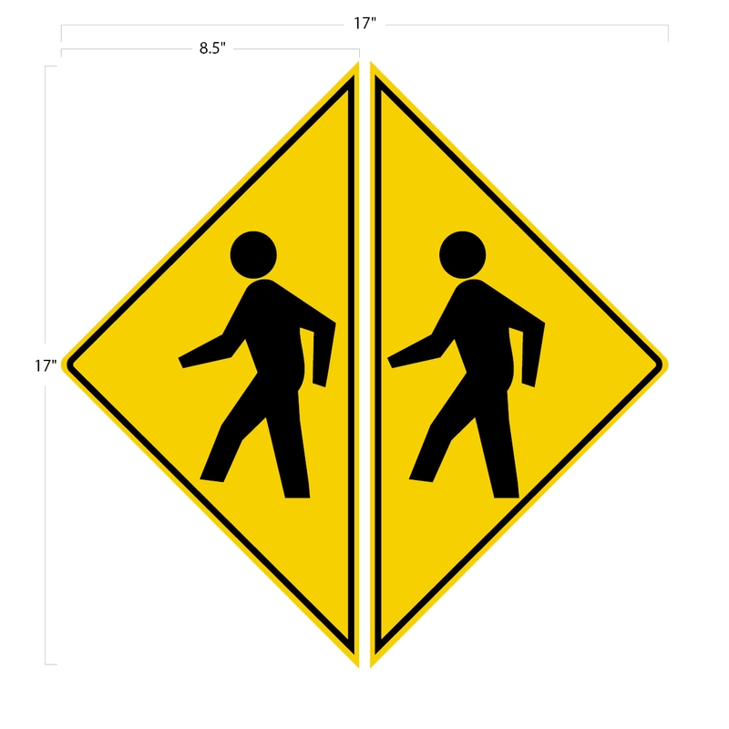 Slip-Gard™ Floor Sign Pairs: PEDESTRIAN X'ING, Black/Yellow (PSR441)