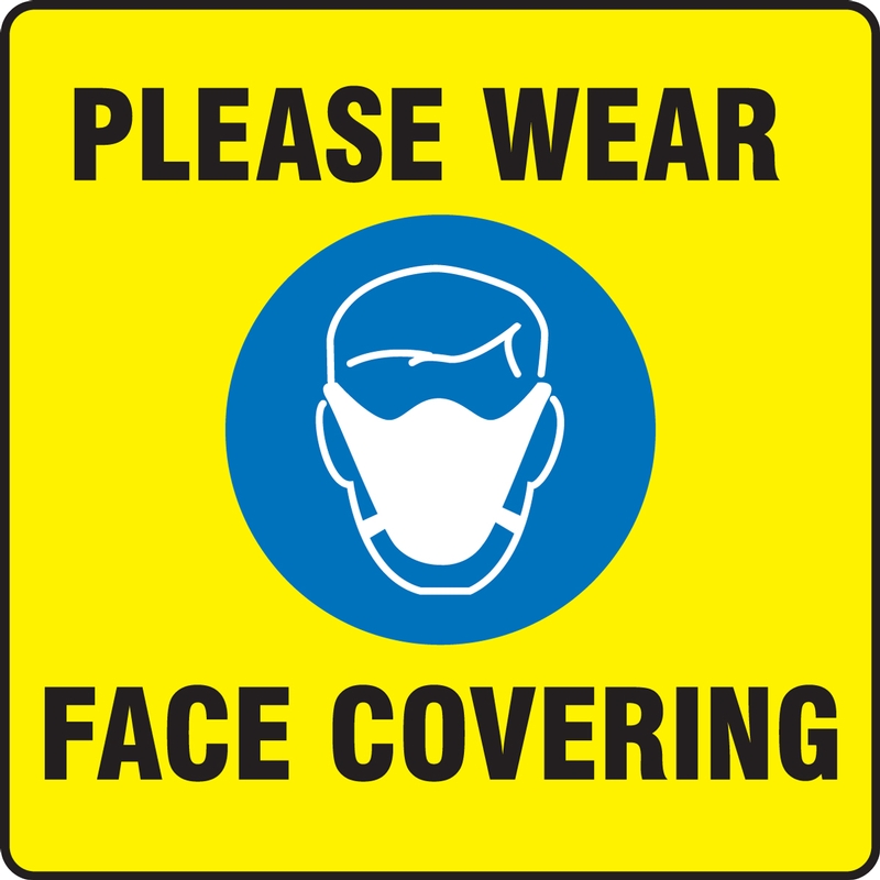 Pavement Print™ Sign: Please Wear Face Covering (PSW127BU)