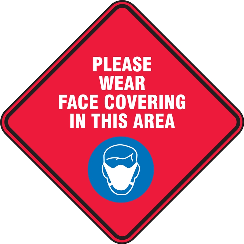 Pavement Print™ Sign: Please Wear Face Covering In This Area (PSW128BU)