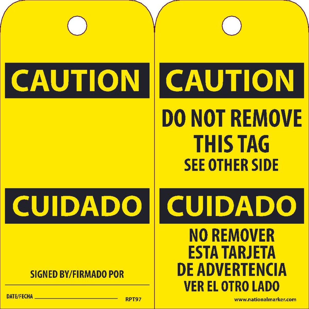 CAUTION BILINGUAL TAG (RPT97)