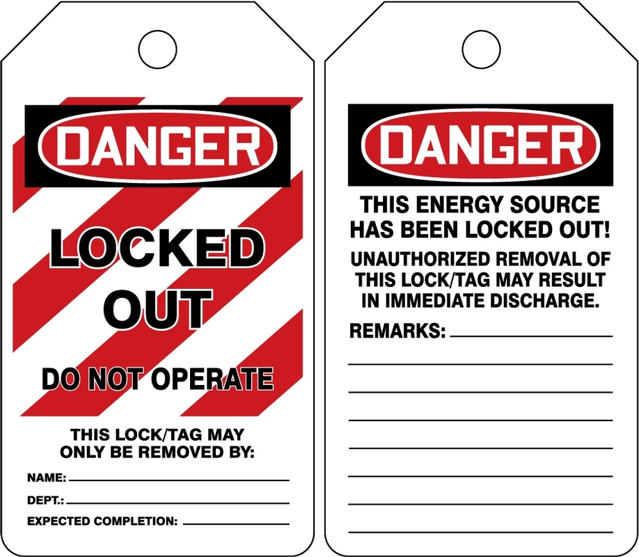Locked Out Mini OSHA Danger Safety Tag TAM103
