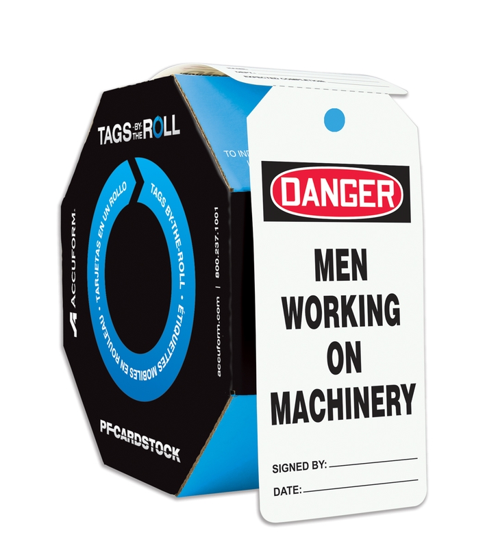 Tags By-The-Roll- Men Working On Machinery OSHA Danger Tags TAR116