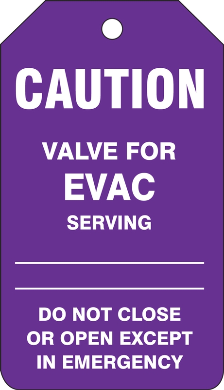 Caution Valve For EVAC Serving Medical Gas Tag TDM680
