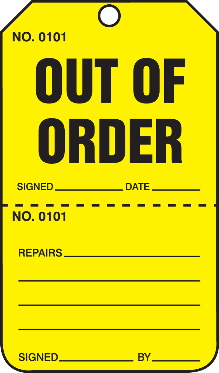 Out Of Order Perforated Safety Tag TPP201