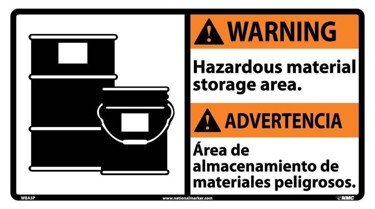 WARNING HAZARDOUS MATERIAL STORAGE AREA SIGN - BILINGUAL ()