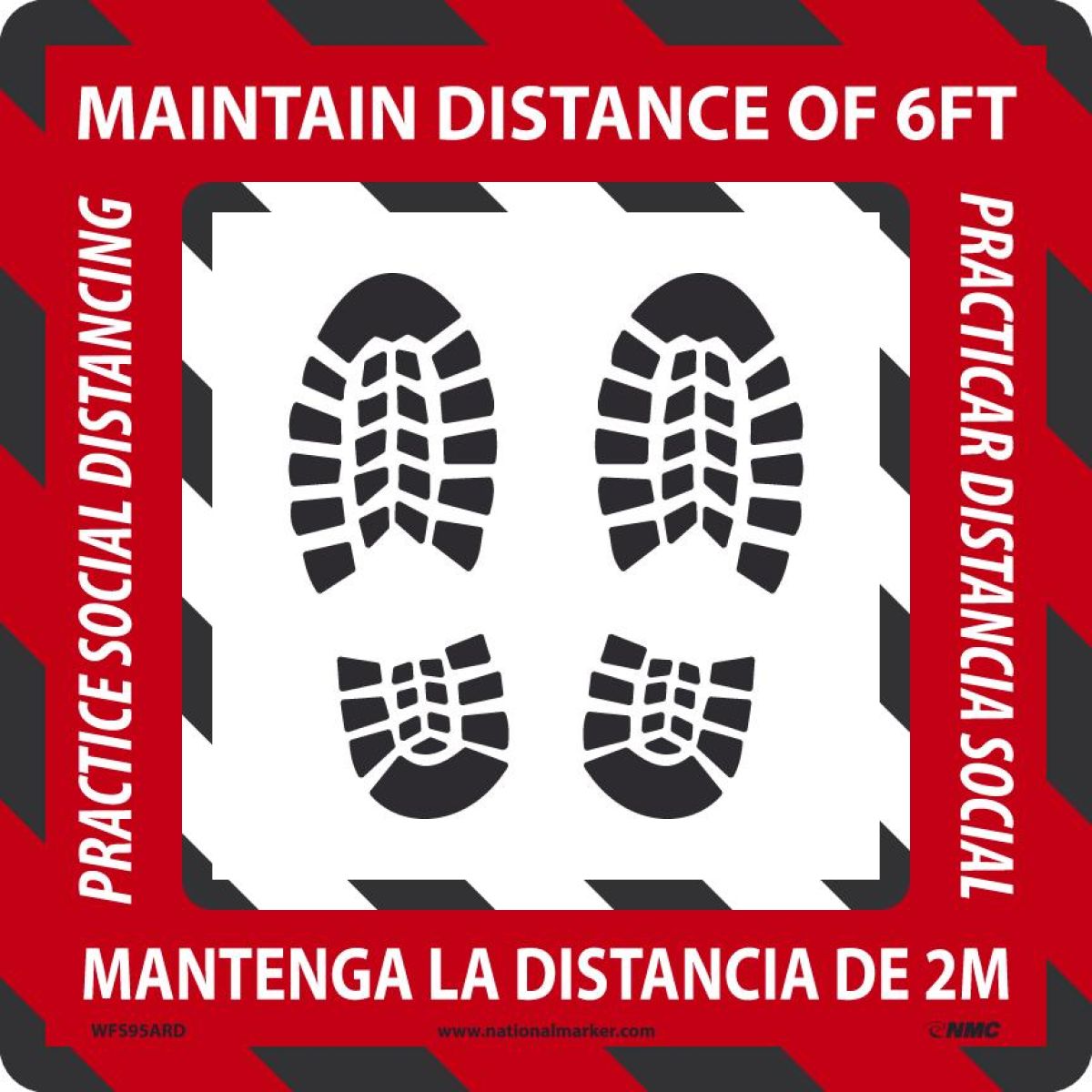 MAINTAIN DISTANCE 6FT, RED, ENG/ESP ()
