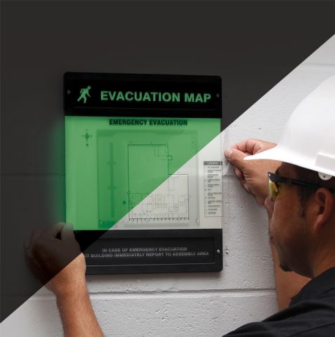 Evacuation Map (New Holder 2 Unassembled) Glow-In-The-Dark Safety Sign