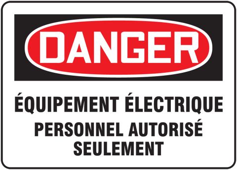 BILINGUAL FRENCH SIGN – ELECTRICAL (FRMELC189VS)