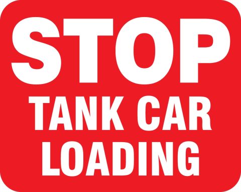 Stop Tank Car Unloading Railroad Clamp Sign FRR958