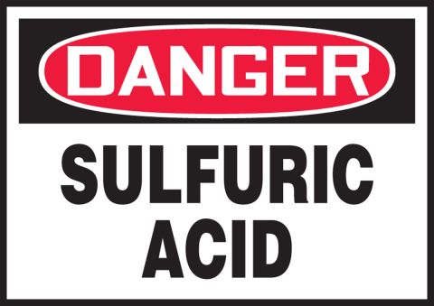 Sulfuric Acid OSHA Danger Safety Label LCHL162