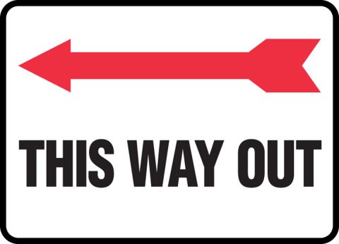 This Way Out (Arrow Left) Safety Sign MADM991