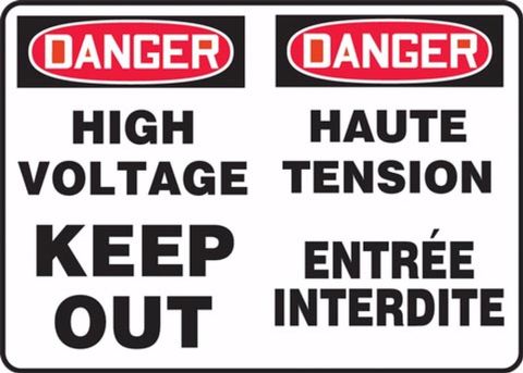 BILINGUAL FRENCH SIGN - HIGH VOLTAGE ()