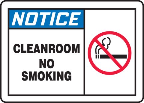 Cleanroom No Smoking OSHA Notice Safety Sign MCLR804