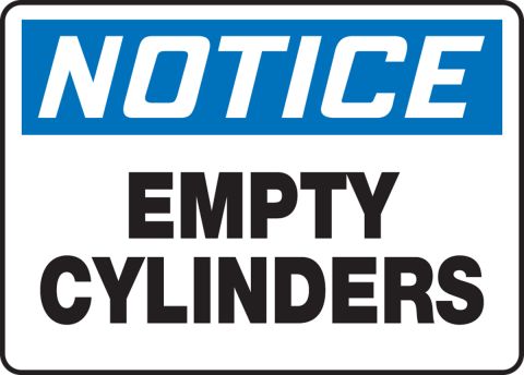 Empty Cylinders OSHA Notice Safety Sign MCPG805