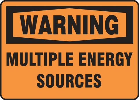 Multiple Energy Sources OSHA Warning Safety Sign MCRT302