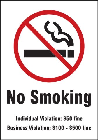 No Smoking Individual Business Violation Fine Safety Sign MSMK472