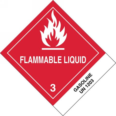 DOT Shipping Labels: Hazard Class 3: Flammable Liquid w/ ID Tab (MSS300)