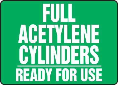 Full Acetylene Cylinders Ready Cylinder & Compressed Gas Sign MWLD520