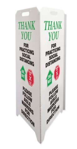 Social Distancing Triple-Sided Fold-Ups® Safety Sign PFE360