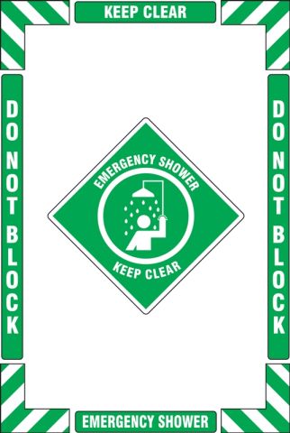 Floor Marking Kit: Emergency Shower Keep Clear Do Not Block (PSR105)