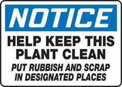 OSHA Housekeeping Signs - Accuform